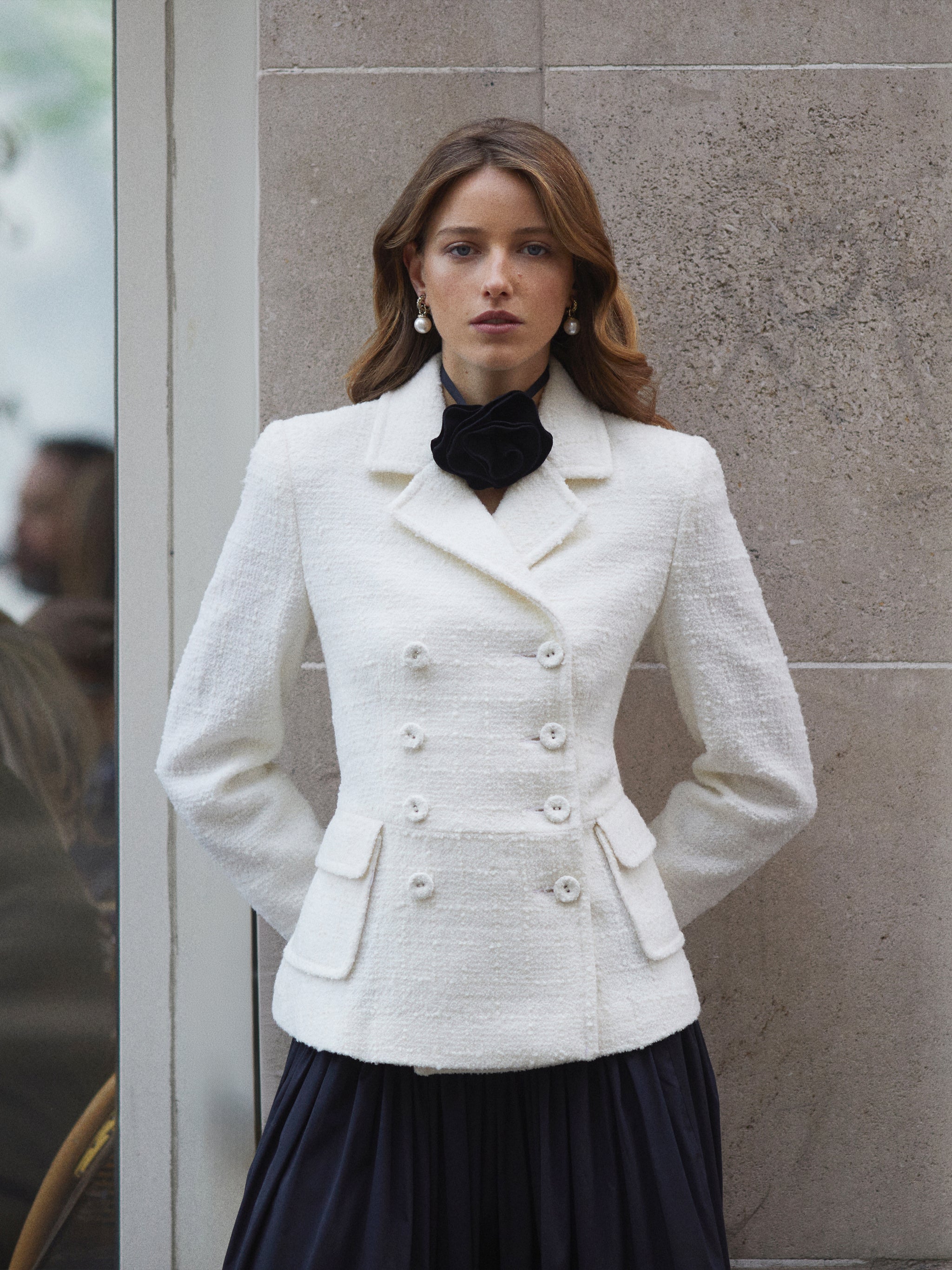 Yanna Chalk White Bouclé Blazer – Andiata