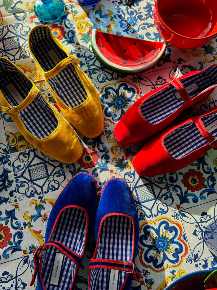 Eliora Blue & Red Furlane Mary Janes - Andiata – Andiata