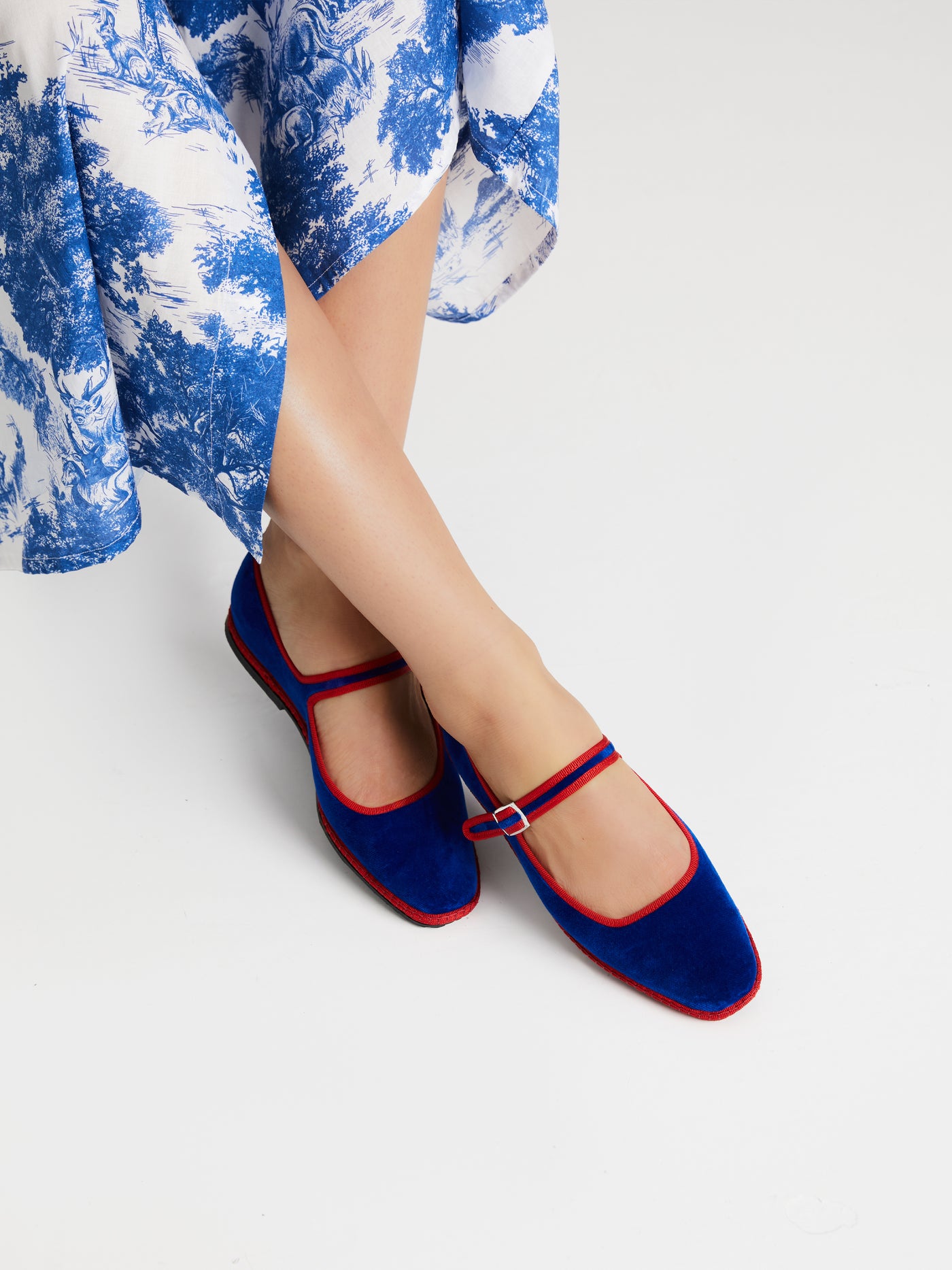 Eliora Blue & Red Furlane Mary Janes - Andiata – Andiata