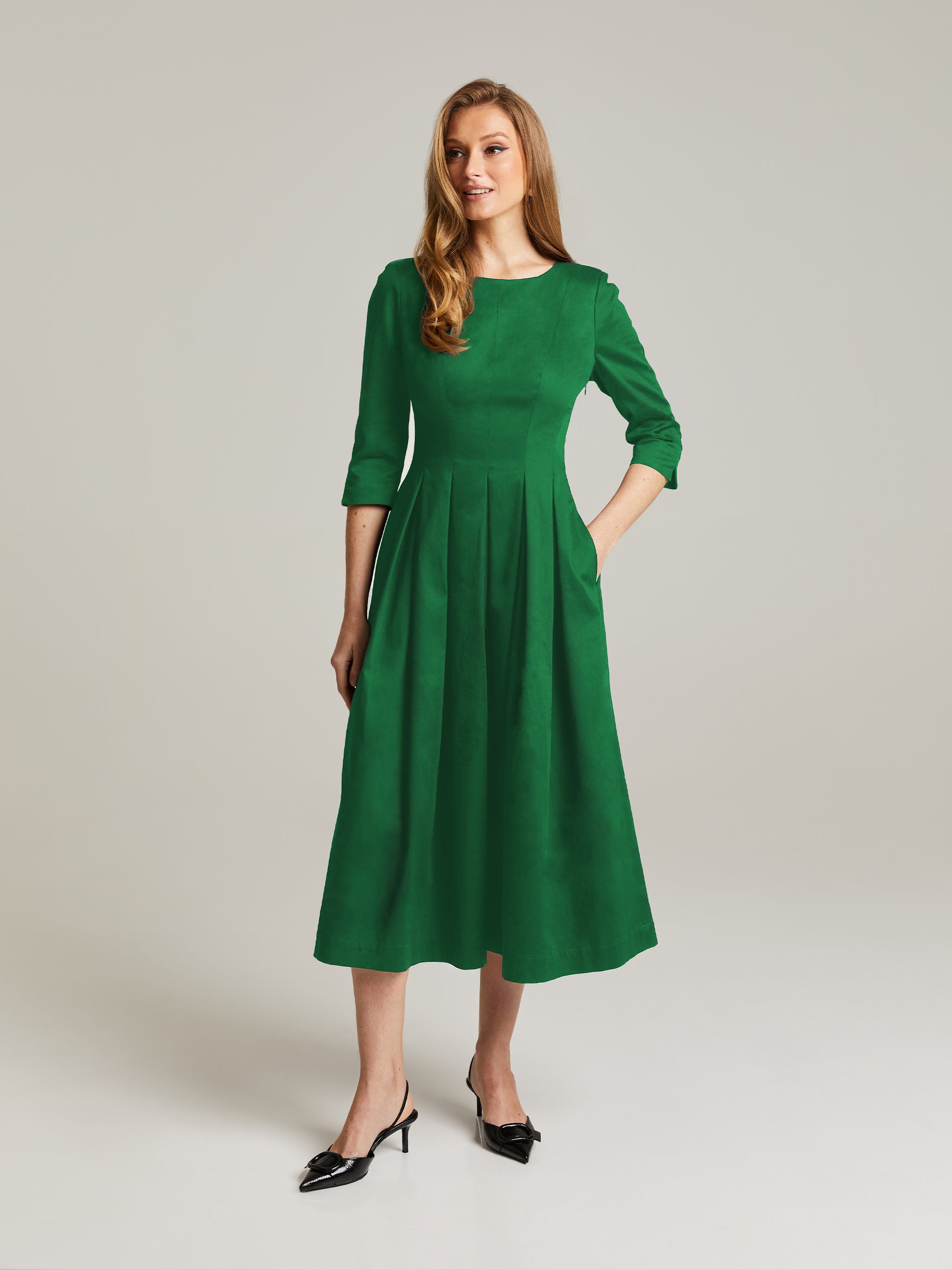 Julitta A-lined Green Dress - Andiata – Andiata