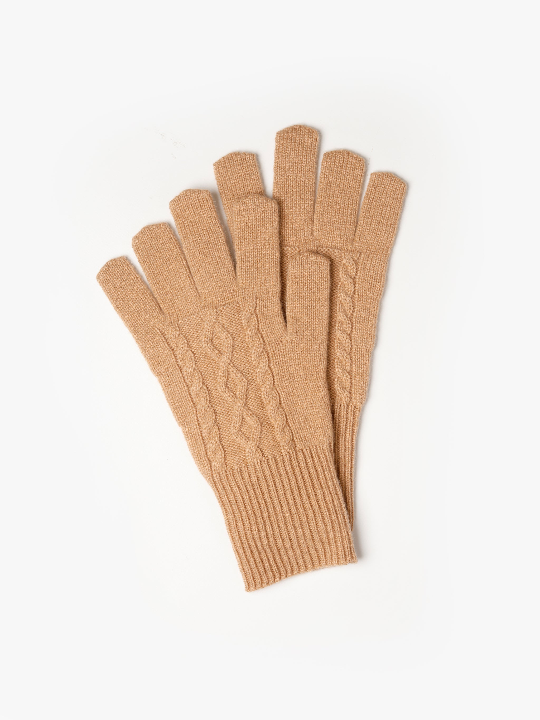 Primara Camel Brown Knitted Cashmere Gloves - Andiata – Andiata