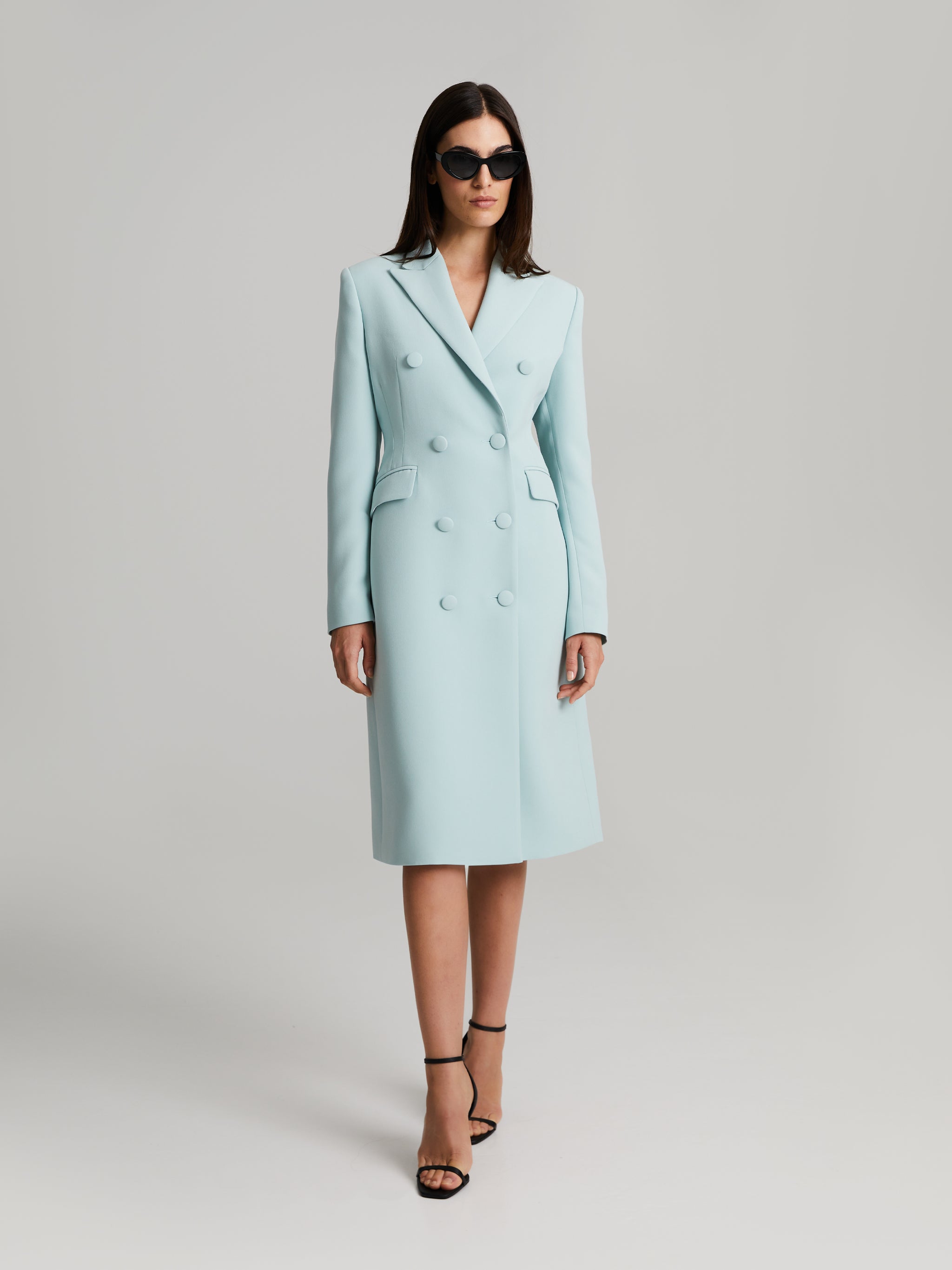 Rheta Light Blue Blazer Dress - Andiata – Andiata