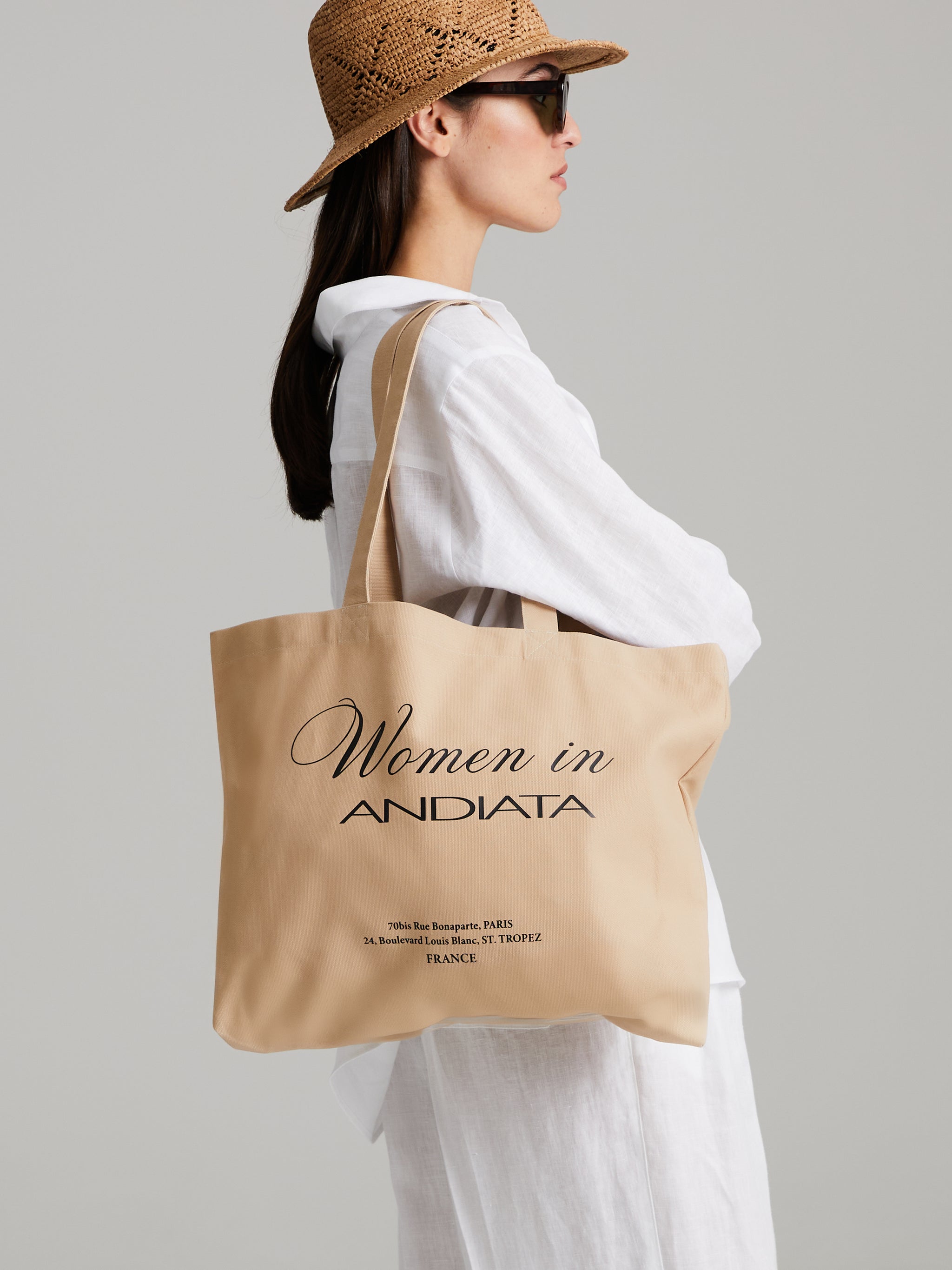 Andiata Beige Canvas Tote Bag M – Andiata
