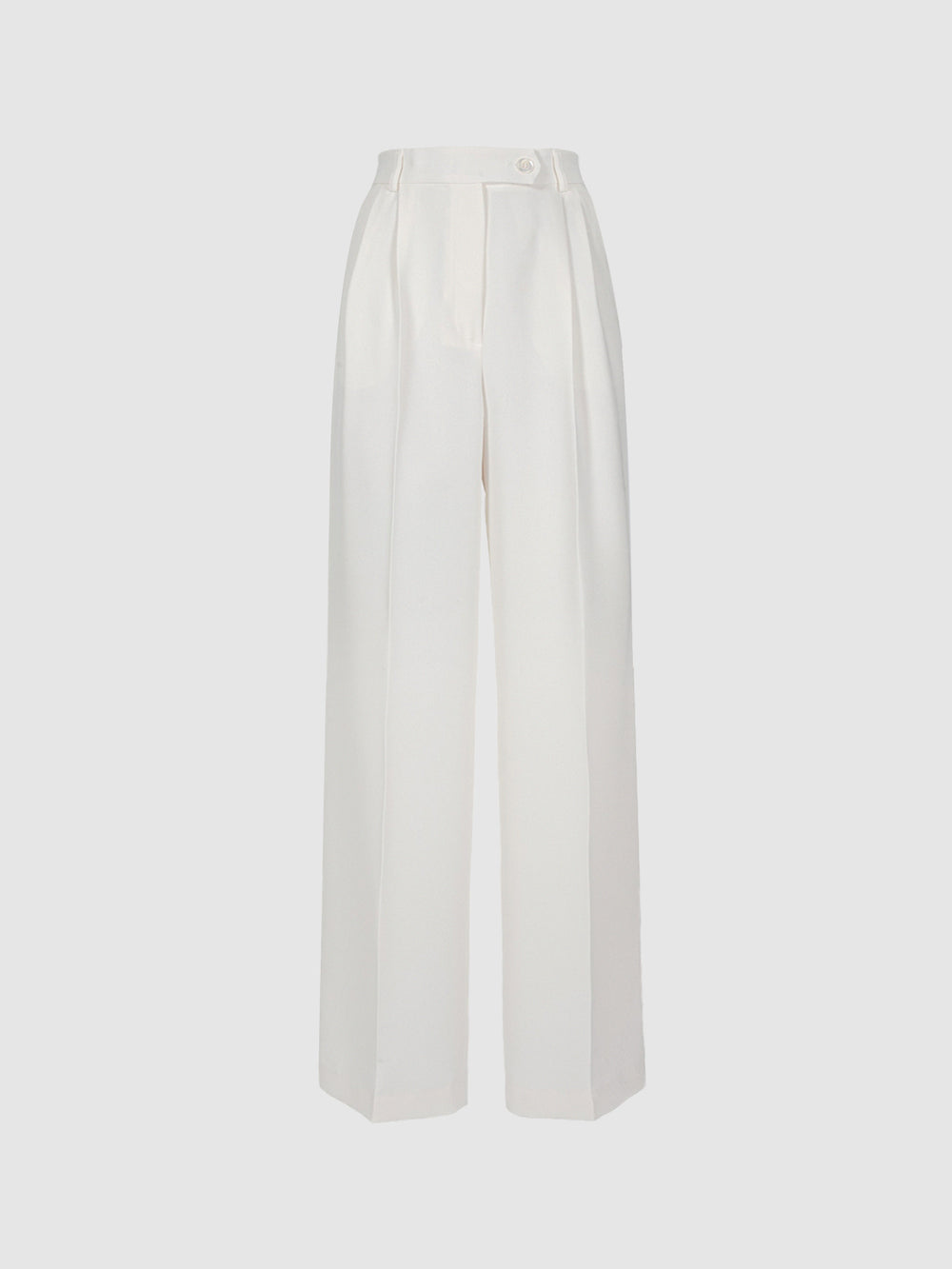 Gytta White High-Waisted Wide-leg Trousers – Andiata