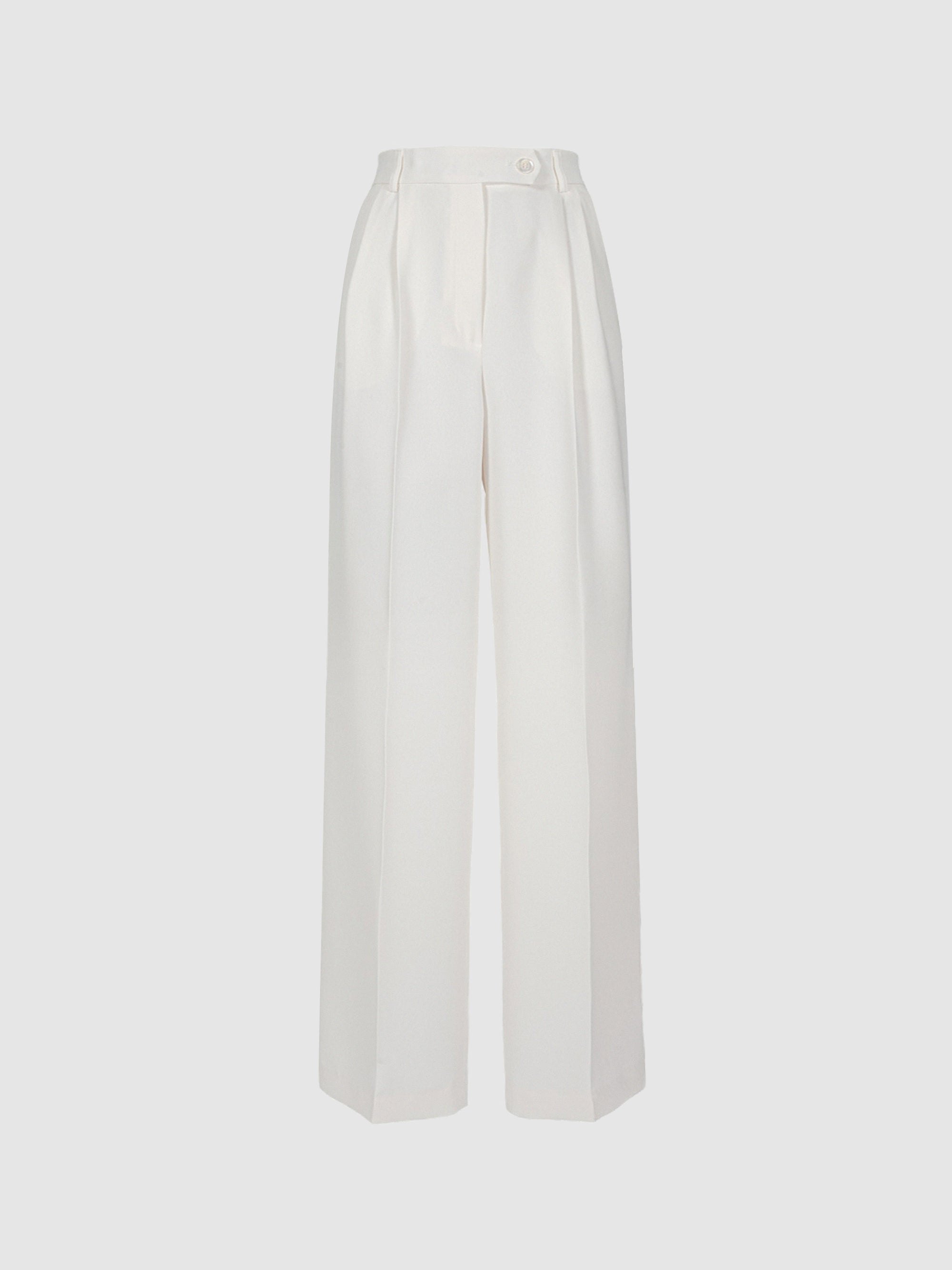 Gytta White High-Waisted Trousers - Andiata – Andiata