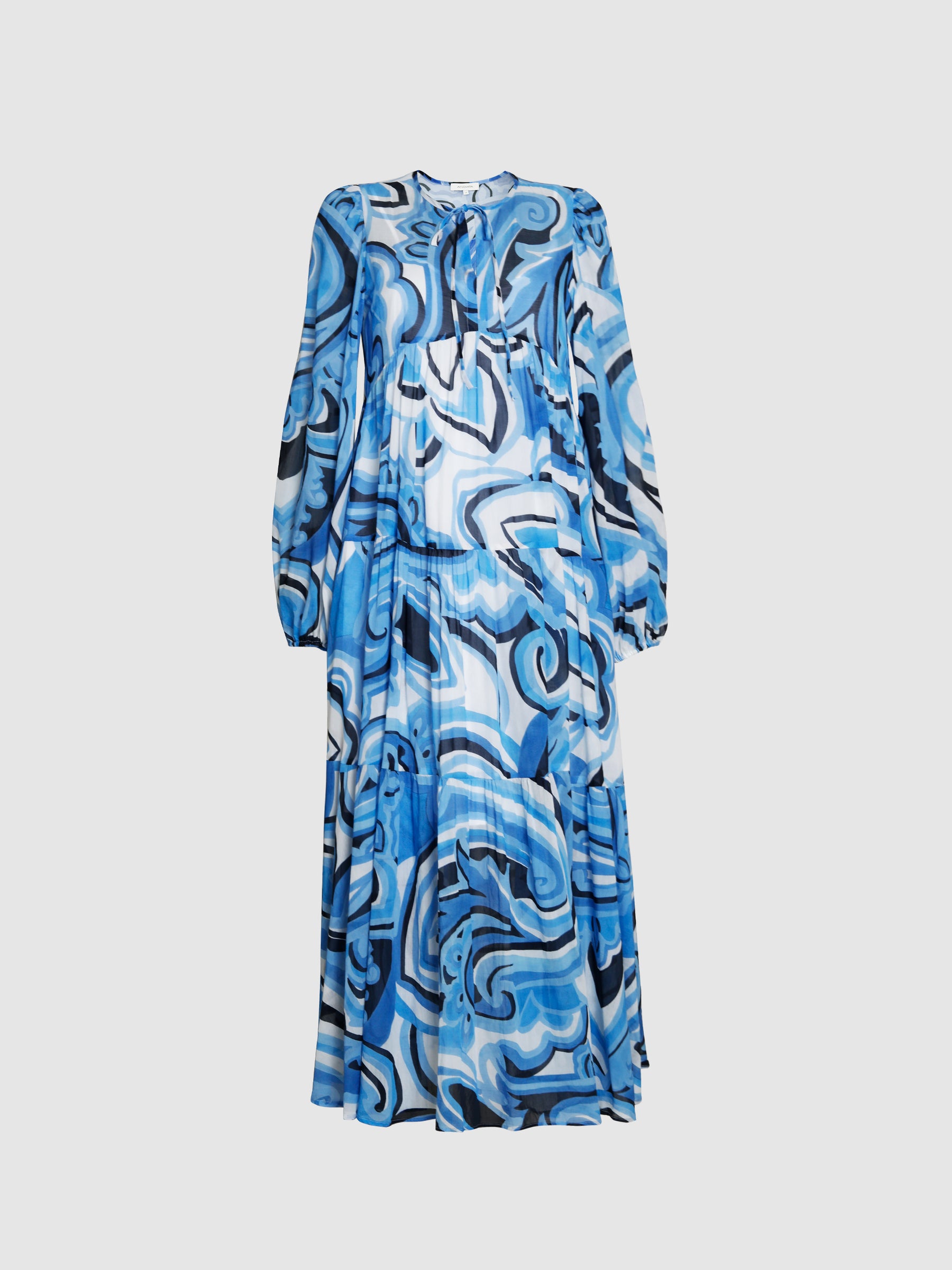Helene Wild Blue Print Dress - Andiata – Andiata