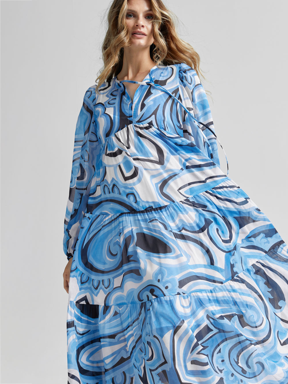 Helene Wild Blue Print Dress - Andiata – Andiata