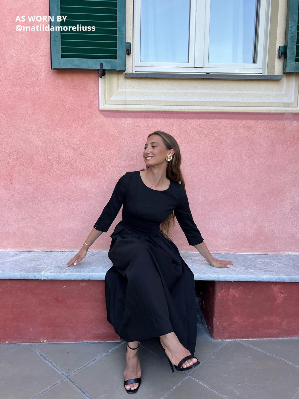 Julitta 3/4 Sleeved Black Dress - Andiata – Andiata